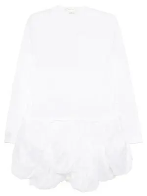 Comme Des Garçons Long-sleeved Ruffle Dress - White