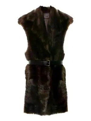 Prada Fur Gilet - Brown