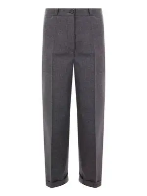 Prada Mid-rise Wool Tailored Trousers - Grey