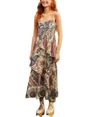 Farm Rio Paisley-print Midi Dress - Neutrals