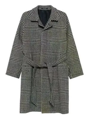 Tagliatore Check-print Belted Coat - Black