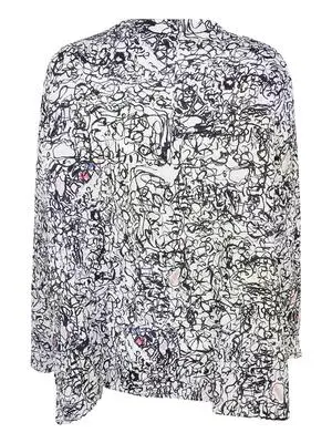 DANIELA GREGIS Scribble-Print Silk Blouse