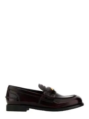 Miu Miu Leather Penny Loafers - Purple