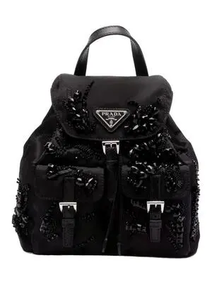 Prada Enamel Triangle-logo Backpack - Black