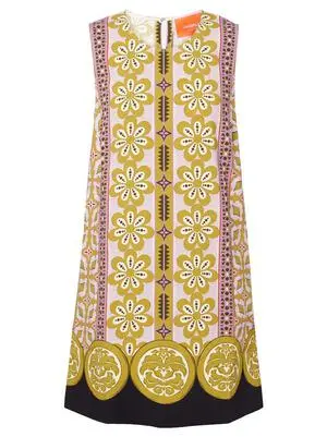 La DoubleJ Printed Stretch Satin Tunic Minidress - Multicoloured