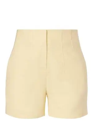 Veronica Beard Brit High-rise Linen-blend Shorts - Yellow