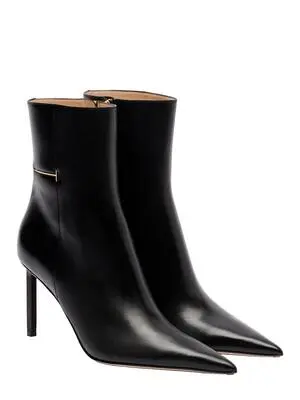 TOM FORD Julianne 85 Leather Ankle Boots - Black