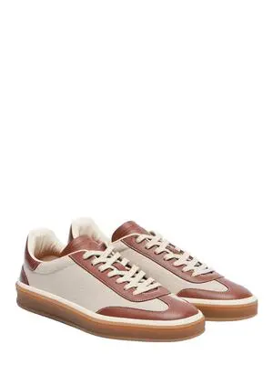 Loro Piana Tennis Walk Leather-trimmed Sneakers - Brown