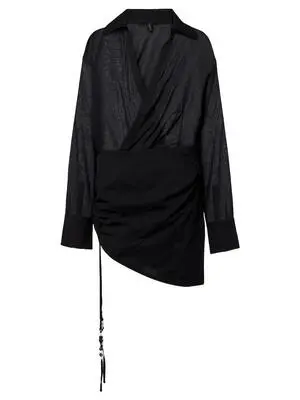 SIR. Azura Ruched Cotton Wrap Dress - Black