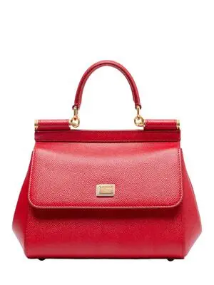 Dolce & Gabbana Sicily Small Leather Tote Bag - Red