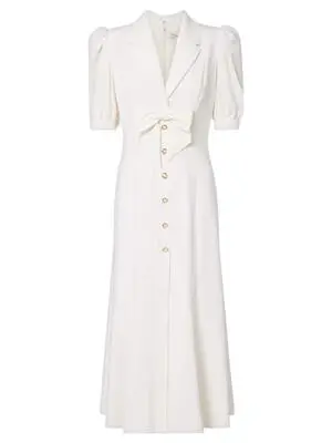 Alessandra Rich Wool-blend Crêpe Midi Dress - White