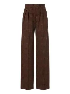 Max Mara Ponza Cotton And Wool-blend Wide-leg Pants - Brown
