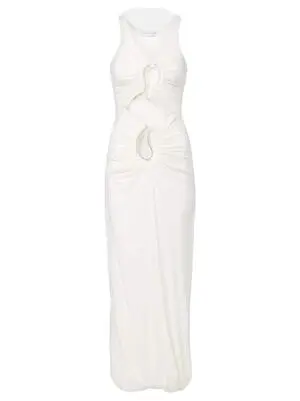 Christopher Esber Paisley Disconnect Cutout Jersey Maxi Dress - White