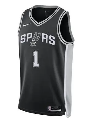 Nike Nba San Antonio Spurs Victor Wembanyama Icon Edition Swingman Drifit Jersey - Black/white/grey