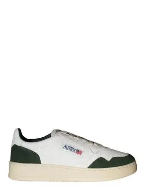 AUTRY Medalist Leather Low-top Sneakers - White/bottle Green