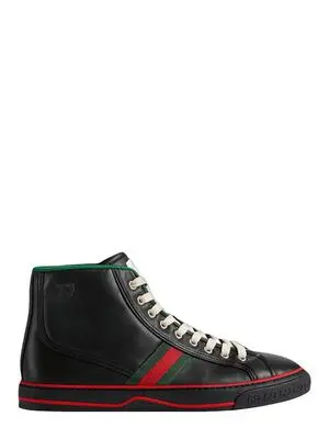 Gucci 1977 Leather High-Top Sneakers Black/green/red