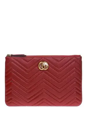 Gucci Gg Marmont Clutch - Hibiscus Red