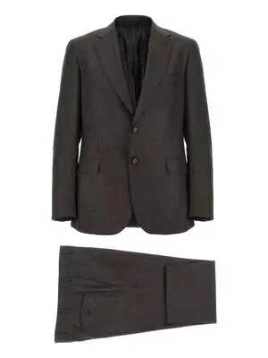 Brioni Single-breasted Flat-front Suit Brown