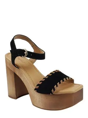 CANDIE'S Michell Platform Slide Sandal Black Suede