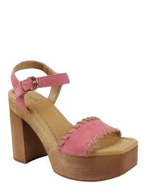 CANDIE'S Michell Platform Slide Sandal Coral Suede