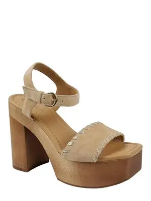CANDIE'S Michell Platform Slide Sandal Natural Suede