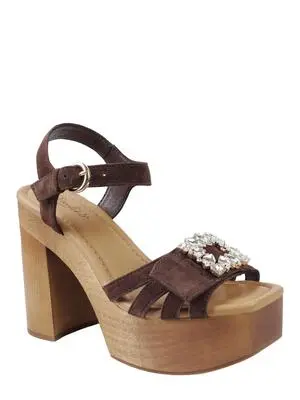 CANDIE'S Mckenley Platform Slide Sandal - Brown Suede
