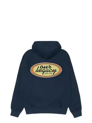 StÜssy X Our Legacy Work Shop Oval Zip Hoodie - Navy Blue