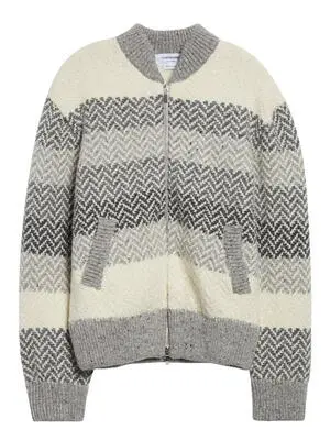 THOM BROWNE Stripe Herringbone Wool & Mohair Jacket