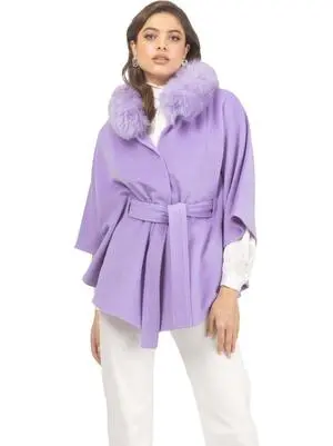 Gorski Wool Belted Cape - Lilac