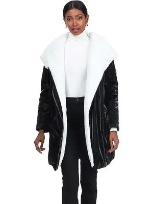 Gorski Quilted Parka With Shearling Trim - Black/white