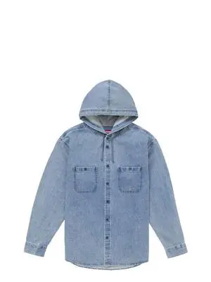 Supreme Hooded Denim Shirt - Blue