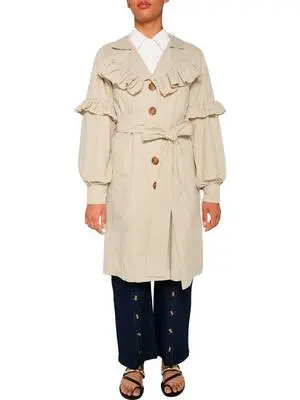 THE LULO PROJECT Eagle Ruffle Detail Trench Coat - Arena 16
