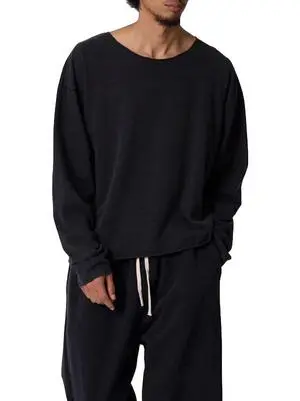 Mnml Raw Hem Oversize Long Sleeve T-shirt - Washed Black