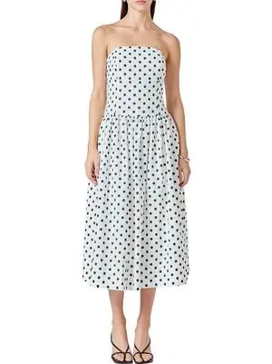 Endless Rose Polka Dot Strapless A-line Dress - White/black