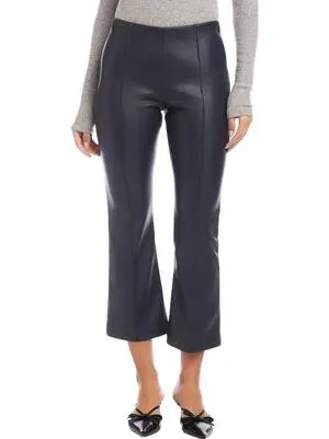 Fifteen Twenty Sigourney Crop Flare Faux Leather Pants - Navy