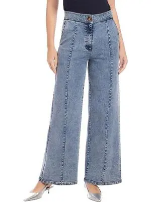 Fifteen Twenty Kristen High-waist Wide Leg Trouser Jeans - Denim