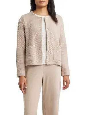 Eileen Fisher Textured Organic Cotton Jacket - Wheat