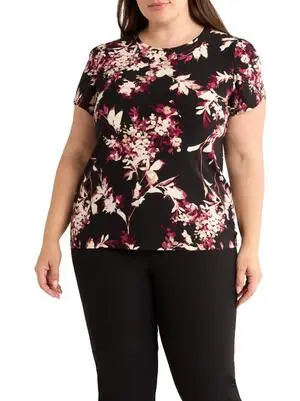 ANNE KLEIN Printed Short Sleeve Top