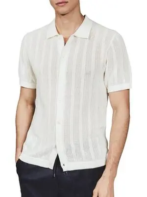 7 Diamonds Kellan Knit Short Sleeve Button-up Shirt Natural