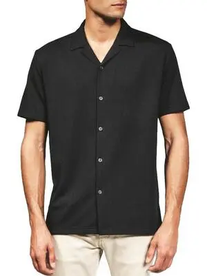 7 Diamonds Vaugh Rib Knit Camp Shirt - Black