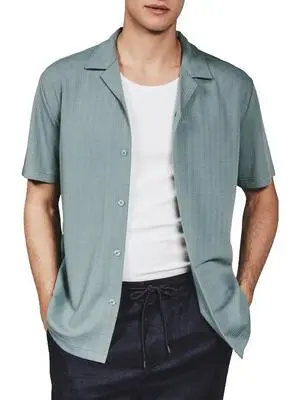 7 Diamonds Vaugh Rib Knit Camp Shirt - Seafoam