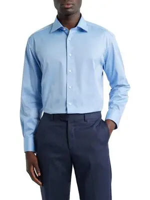 ETERNA Cover Modern Fit Non-iron Cotton Cover Shirt - Blue