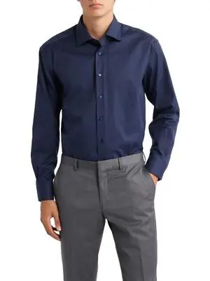 ETERNA Cover Modern Fit Non-iron Cotton Cover Shirt Navy