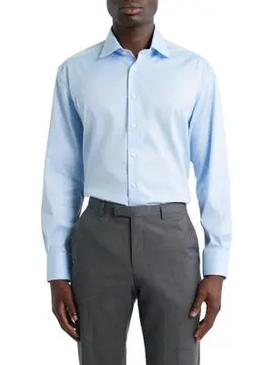 ETERNA Cover Modern Fit Non-iron Cotton Cover Shirt - Sky