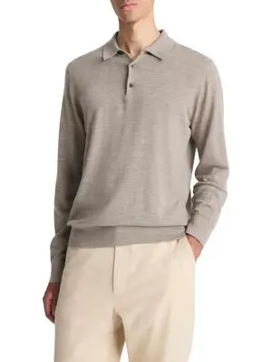 Vince Merino Wool & Cashmere Polo - Heather Smoke