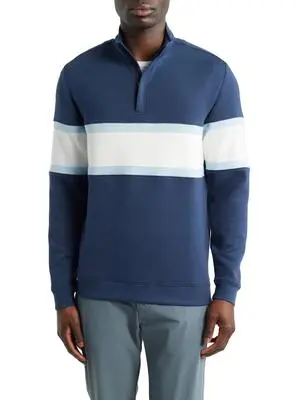 SWANNIES Owen Chest Stripe Quarter Zip - Navy-white
