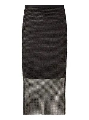 Sportmax Rete Crystal-embellished Mesh Midi Skirt - Black
