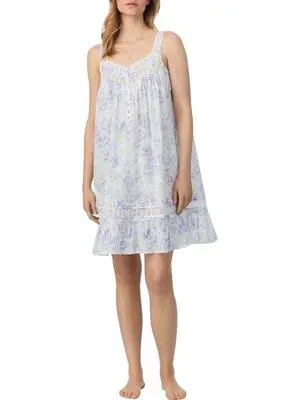 Eileen West Short Cotton Chemise - White Lilac