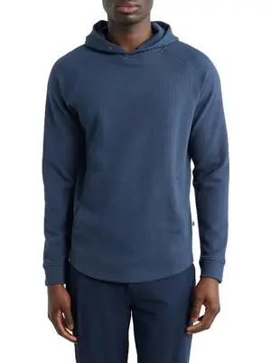 SWANNIES Luke Hooded Cotton Blend Performance Pullover - Navy