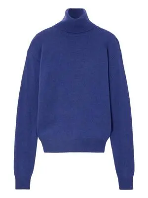 Saint Laurent Cashmere And Wool-blend Turtleneck Sweater - Blue